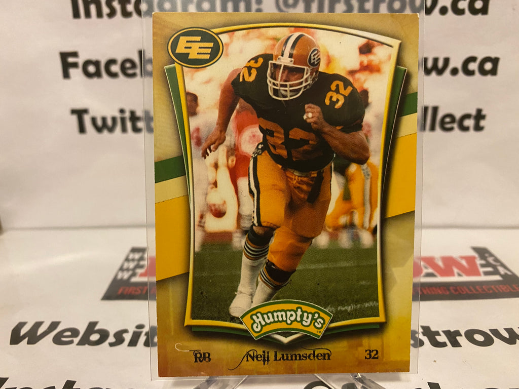 2012 CFL HUMPTY'S NEIL LUMSDEN EDMONTON ESKIMOS CARD – First Row ...