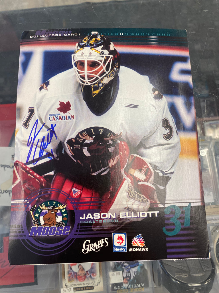 Jason Elliott signed 1999-00 Manitoba Moose Card – First Row Collectibles
