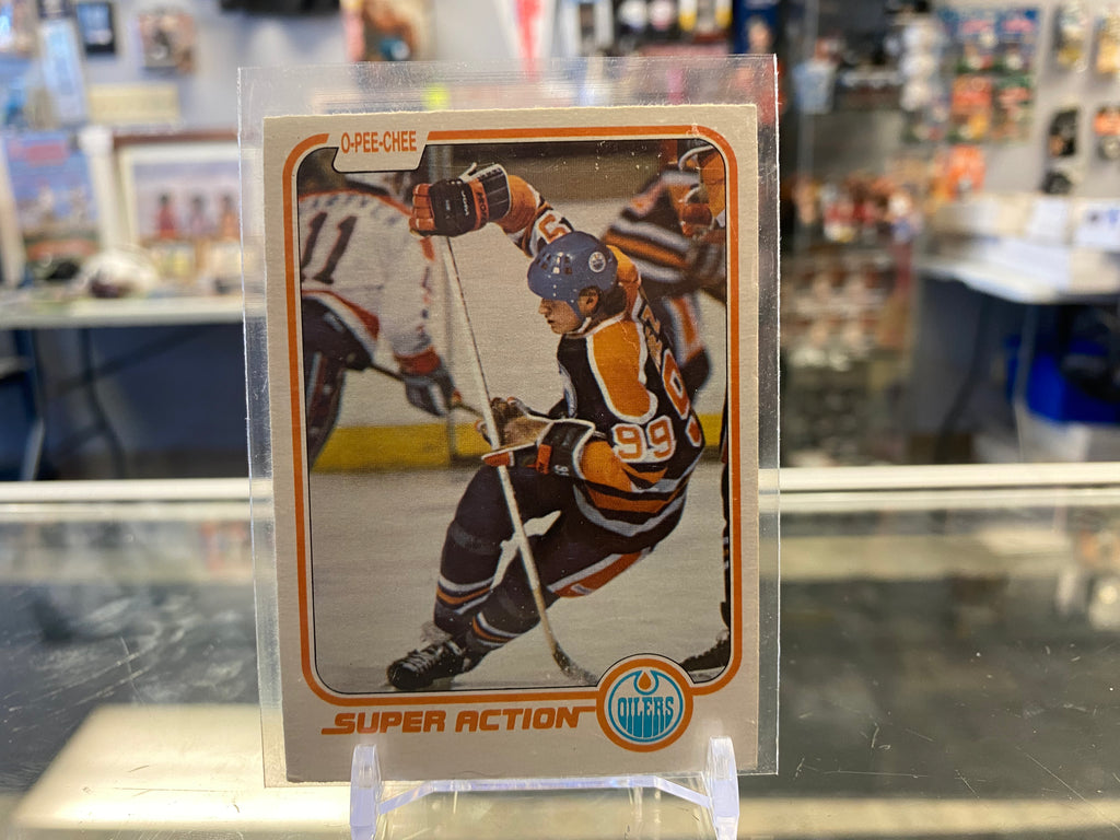 1981-82 O-Pee-Chee Wayne Gretzky Super Action #125 OPC Edmonton Oilers – First Row Collectibles
