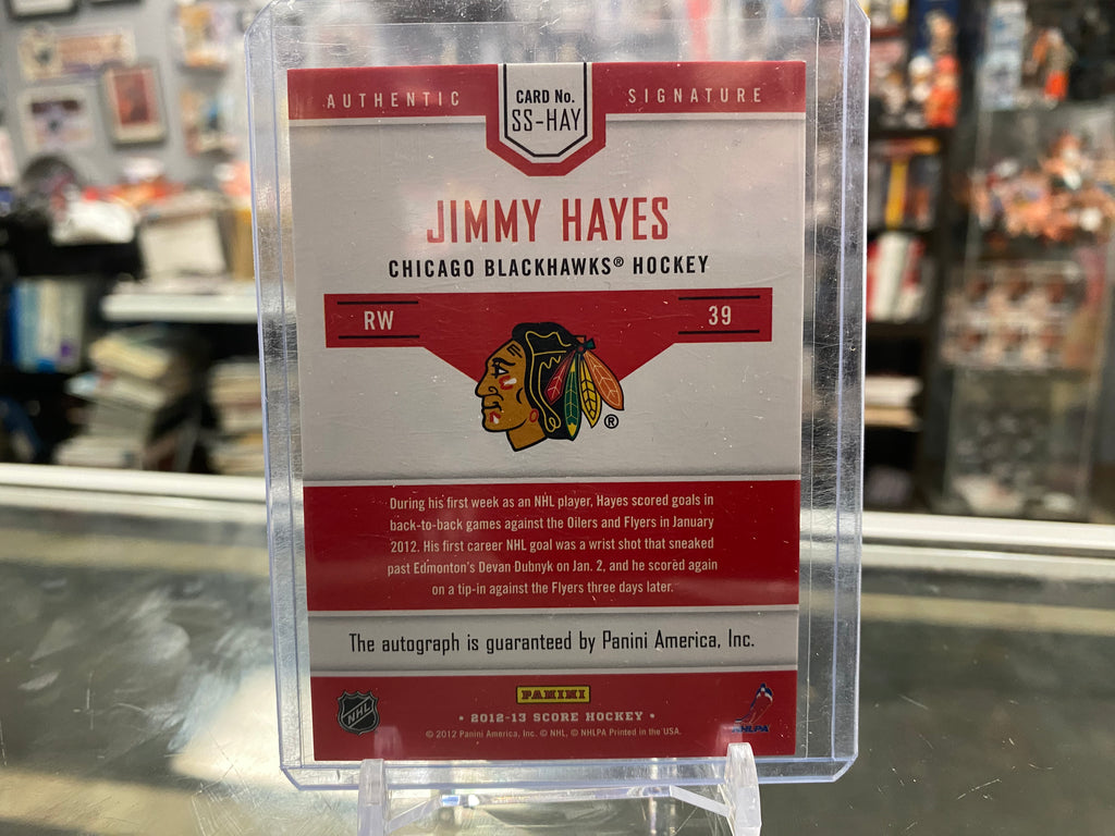 2012-13 Score Signatures Jimmy Hayes #SS-HAY Auto – First Row Collectibles